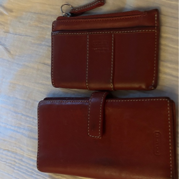 Coach | Bags | Coach Red Leather Card Wallet And Change Purse Duo ...